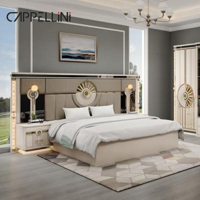 Chine Moderne de luxe en bois de taille King Lit en cuir Ensemble de chambre double Maître de maison Reine Full Mdf Ensemble de meubles de chambre en bois à vendre