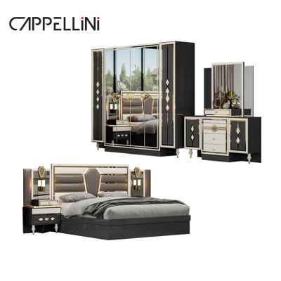 Chine Ensemble de lit en bois moderne en cuir double King Size Meubles pour la maison Modulaire En bois Queen Ensemble de chambre de luxe complet Meubles à vendre