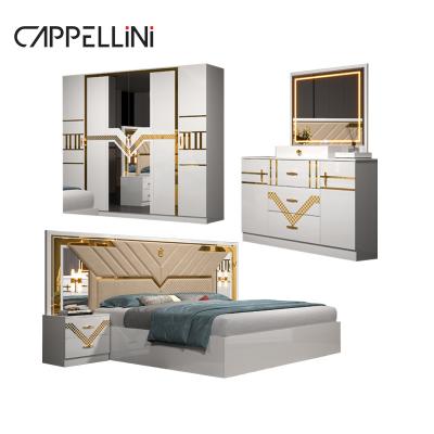 Chine Foshan en gros Ensemble complet de lit en cuir de taille King chambre à coucher en bois double maison bon marché Queen moderne ensemble de chambre de luxe mobilier à vendre