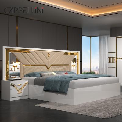 Chine Foshan en gros Ensemble complet de lit en cuir de taille King chambre à coucher en bois double maison bon marché Queen moderne ensemble de chambre de luxe mobilier à vendre