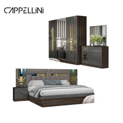Chine Foshan en gros prix King Size Chambre de lit en cuir en bois maison moderne luxe pas cher ensemble complet de meubles de chambre Mdf à vendre