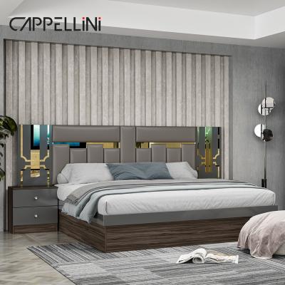 Chine Foshan en gros prix King Size Chambre de lit en cuir en bois maison moderne luxe pas cher ensemble complet de meubles de chambre Mdf à vendre