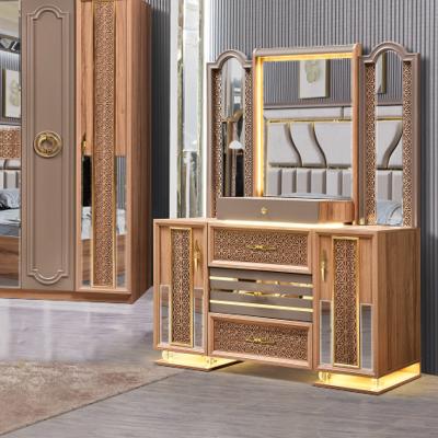 Chine Style turc de luxe cadre en bois de taille royale lit ensemble tête de lit Led moderne classique maison complète meubles de chambre en bois à vendre