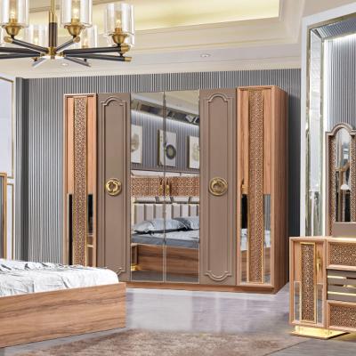 Chine Style turc de luxe cadre en bois de taille royale lit ensemble tête de lit Led moderne classique maison complète meubles de chambre en bois à vendre