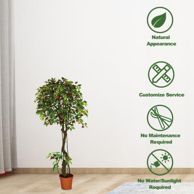 Cina La dimensione su ordinazione 200cm Cherry Artificial Landscape Trees With fruttifica verde in Four Seasons in vendita