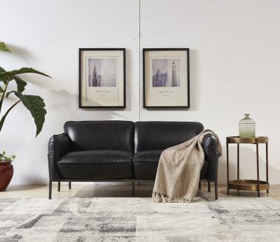 Cina Divano di Seater del cuoio due del nero della struttura d'acciaio, sofà contemporaneo di Seater del nero due in vendita