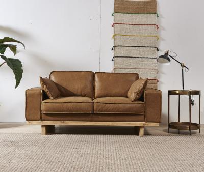 Cina Sofà superiore di Seater del cuoio genuino 2 del grano, salotto marrone chiaro del cuoio di due Seater in vendita