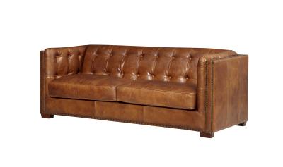 Cina Sofà di Seater di triplo del cuoio genuino, divano del cuoio di 3 Seater Brown stile americano in vendita