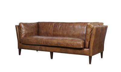 Cina Colore d'annata di Workcraft Tan Brown della mobilia tre di Seater del cuoio della mano completa domestica del sofà in vendita