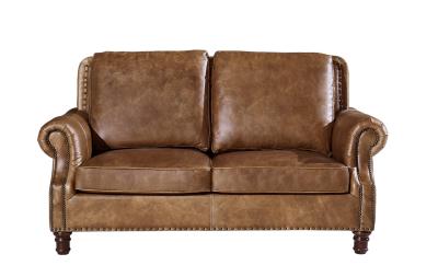 Cina Schiuma ad alta densità rotolata/spugna del sofà di Seater di armi 2 di colore d'annata di cuoio di Tan Brown in vendita