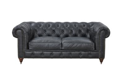 Cina Grey d'annata del sofà del cuoio di Seater di colore 2 dell'ardesia, amore Seat di cuoio di Seater Chesterfield dello strato due in vendita