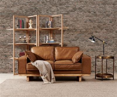 Cina Stile d'annata americano di 2 Seater del cuoio del sofà del mestiere sezionale marrone chiaro del lavoro manuale in vendita
