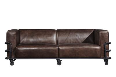 Cina Sofà rustico industriale del cuoio di Seater di stile 3 con la struttura d'acciaio di forma del tubo in vendita