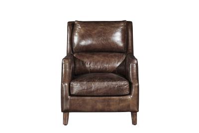 Cina Alta poltrona del cuoio posteriore del retro sigaro d'annata industriale con le gambe di legno solido in vendita