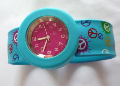 China 4-Color impresión azul pulsera de Gel de silicona Slap relojes ronda caso 3.6 cm (S) 4.4cm(L) en venta