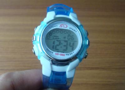 China Luz da forma - o silicone de brilho azul da geléia olha o relógio digital dos esportes com lâmpada do EL à venda