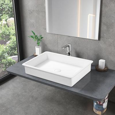 China Super Thin Edge Rectangular Artificial Stone Wash Basin Single Bowl For Bathroom for sale