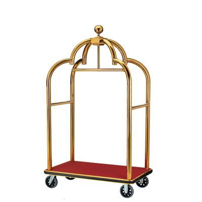 China Rose Gold Glaze Finish Hotel Lobby Trolley Luggage Cart Fingerprint Resistant 50-100kg Load for sale