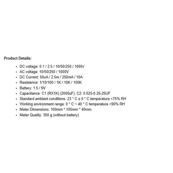 High Precision Mini Analog Multimeter Portable Pocket Size Tester for Home Electrician Student Lab Measurement