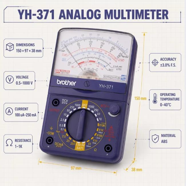 IMHOO YH-371 Analog Manual Range Multimeter AC DC Voltage Current Resistance Multi Meter Multimetro Tester ODM CE