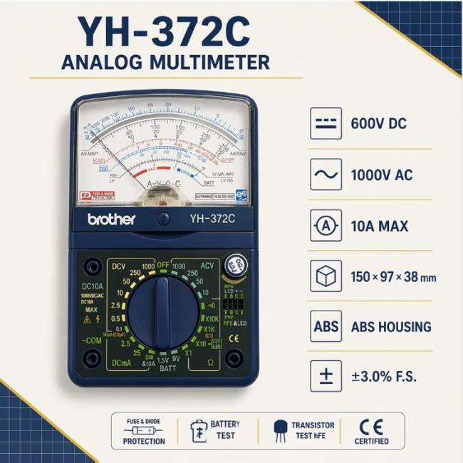 IMHOO YH-372C Analog Manual Range Multimeter AC DC Voltage Current Resistance 10A Multi Meter Multimetro Tester ODM CE