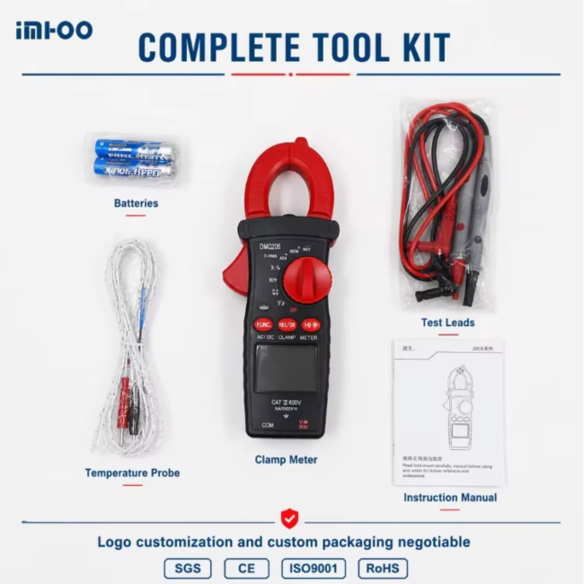 Digital Clamp Meter DMQ201 600A AC 600V Auto Range Multimeter Tester Multimetro Electrician CE LCD for HVAC Repair