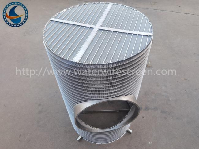 Side view of SS Internal Axial Wire Wedge Wire Screen Pipe showing construction