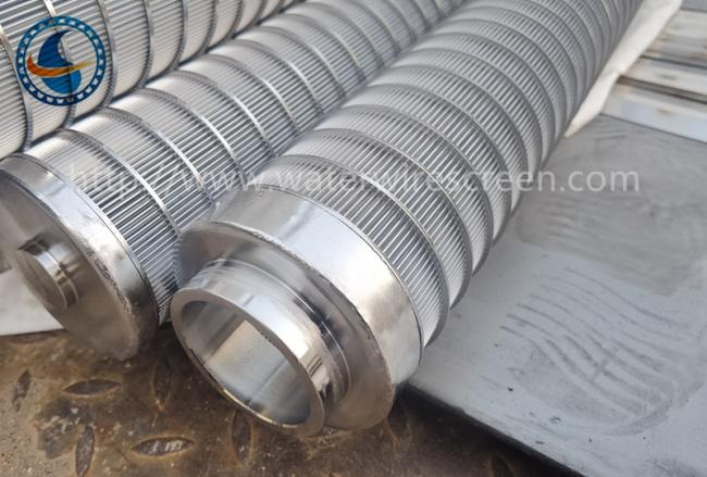 Detailed view of SS Internal Axial Wire Wedge Wire Screen Pipe showing wire and support rod configuration