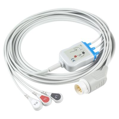 중국 Ｐ -히립스 8Pin ECG 케이블과 리드선 3Lead M1735A 갑작스러운 ECG 케이블 판매용
