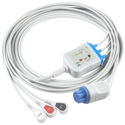 중국 데이텍스 오메다 호환 직결 ECG 케이블 및 유도선 3Lead AHA 스냅 판매용