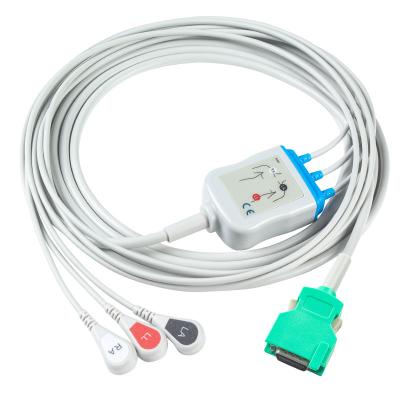중국 니혼 코덴에 대한 호환 직결 ECG 케이블 및 납선 3Lead AHA 스냅 판매용