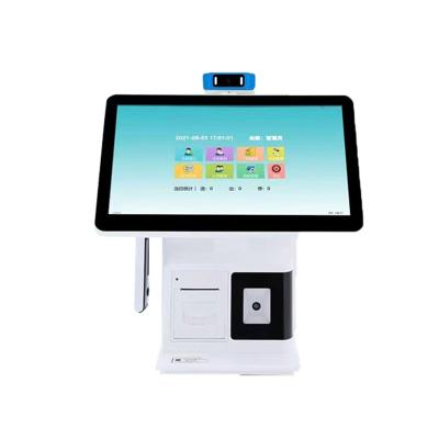 Cina Windows 10 15,6 pollici True Flat Touch Screen Desktop POS con scanner e stampante termica in vendita