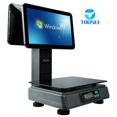 Cina Android Windows J1900 15,6 pollici POS a doppio schermo con scala di peso e stampante di ricevute da 58 mm in vendita