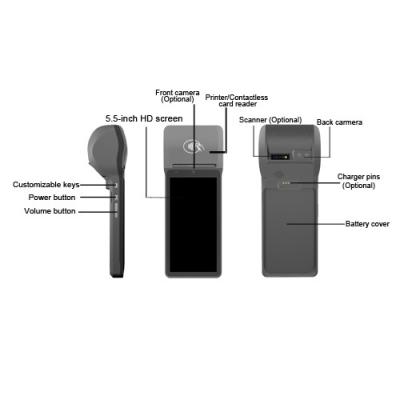 Cina Terminale della macchina POS digitale portatile 4G NFC con stampante da 5,5 pollici in vendita