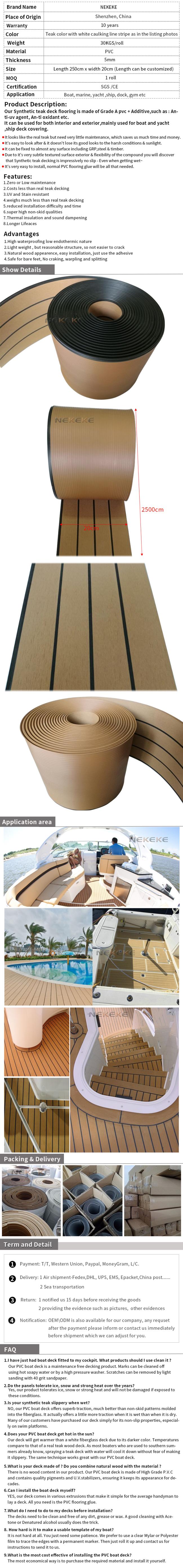 Artificial teak PVC boat decking installed on a boat