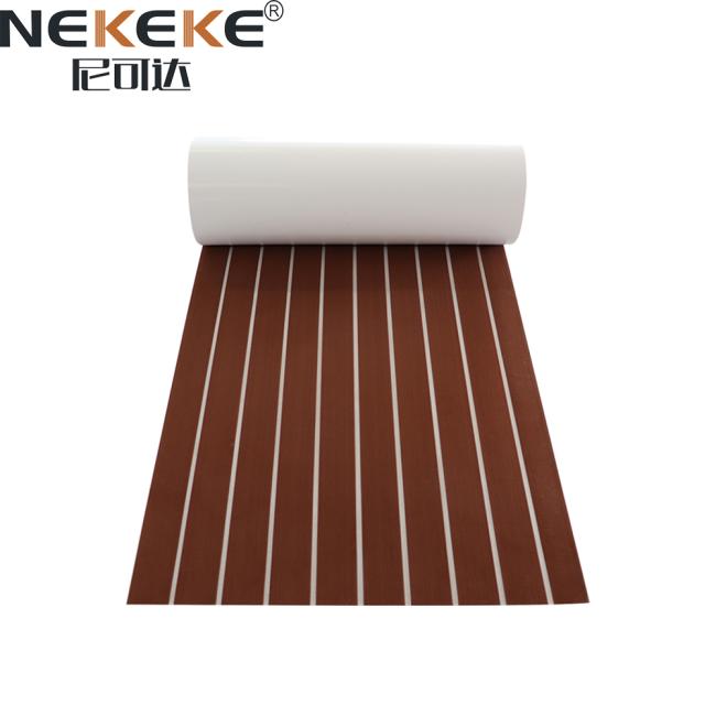 Self Adhesive EVA Deck Sheet showing dark brown base with white straight stripe pattern