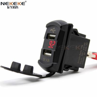 China Waterproof 4.2A Dual USB Power Socket 5V Power Outlet With LED Voltmeter for sale