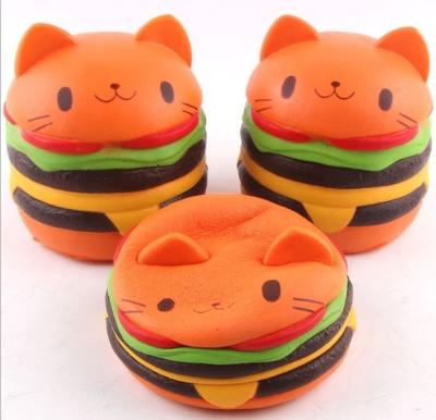 China Nette Brot-riesige Katzen-Kopf-Burger weiche PU-Entspannungs-langsame steigende Squishy duftende Spielwaren für Kinder/Erwachsene zu verkaufen