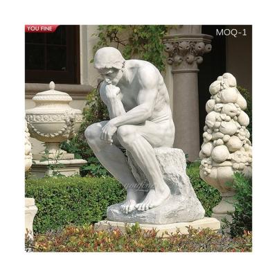 China Custom Outdoor Lawn Marble Sitting Man Statue for sale