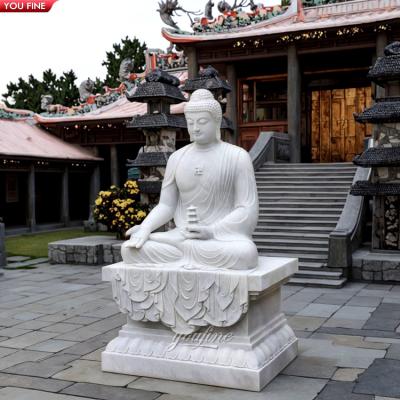 China Outdoor Natural Stone White Life Size Buddha Marble Statue for Sale for sale