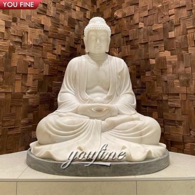 China Outdoor Natural Stone White Buddha Statue Large Marble for Sale for sale