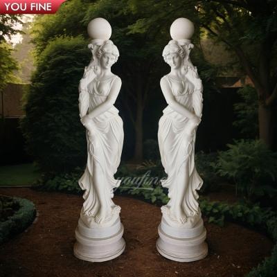 China High Quality Natural Stone Marble Lady Statue With Lamp for sale