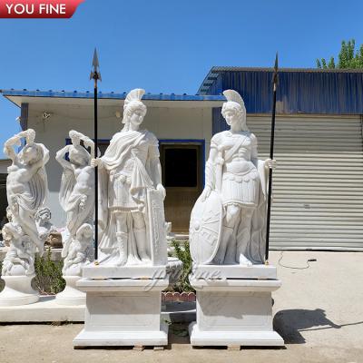 China Life Size Outdoor Garden Figure People Marble Roman Soldier Sculpture for sale