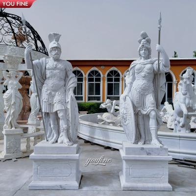 China Outdoor Garden Hand Carved Life Size Marble Roman Soldier Statue for Sale for sale