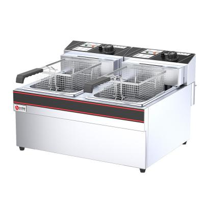 China Fritar Carne e Snacks com uma Máquina de Fritar Donuts Profissional Elétrica de 2 Tanques e 2 Cestas à venda