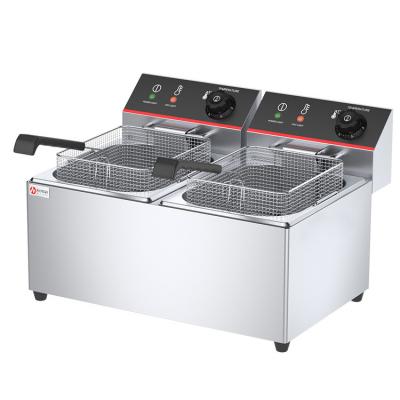 中国 2タンク 2バスケット 2L 商用 ポテトチップフライヤー 電動 ディープフライヤー ディープターキー フライヤー スクウェア 販売のため