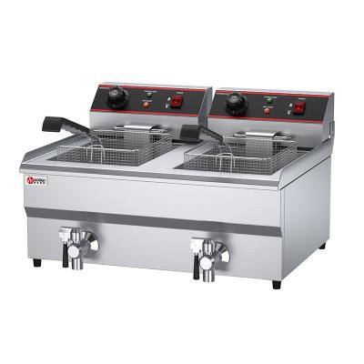 中国 ダブルタンク 13L 13L 電動ドーナットフライヤー 食品を揚げるためのステンレス鋼の深揚げ機 販売のため