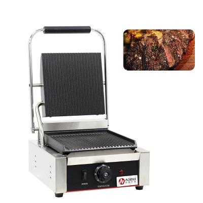 China Roestvrij staal enkel hoofd Panini Press Grill Sandwich Electric Contact Grill Commercieel Te koop
