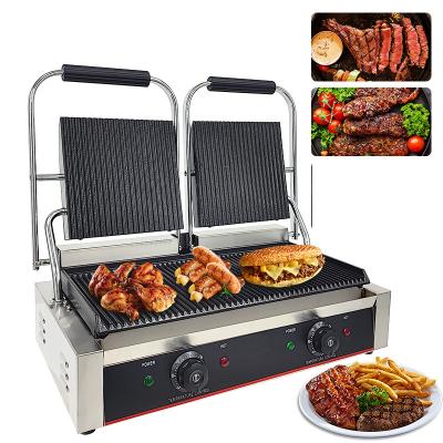 Cina Grill elettrico a scanalatura completa commerciale con presse Panini Burger Press in ghisa antiaderente in vendita