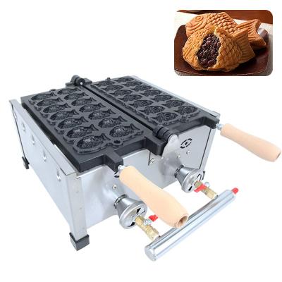 China 8.15 KG Niet plakkerig 14pcs kleine visvorm wafels maker roestvrij staal Taiyaki machine gas Te koop
